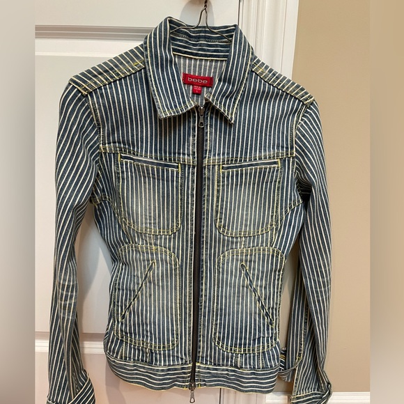 bebe | Jackets & Coats | Bebe Striped Denim Jacket And Skirt Set | Poshmark